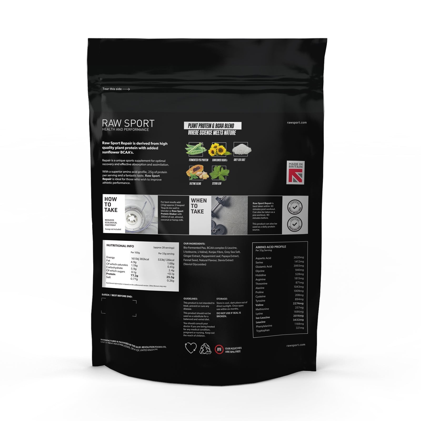 Everyday Repair Plant Based Protein Powder Repair by Raw Sport ...